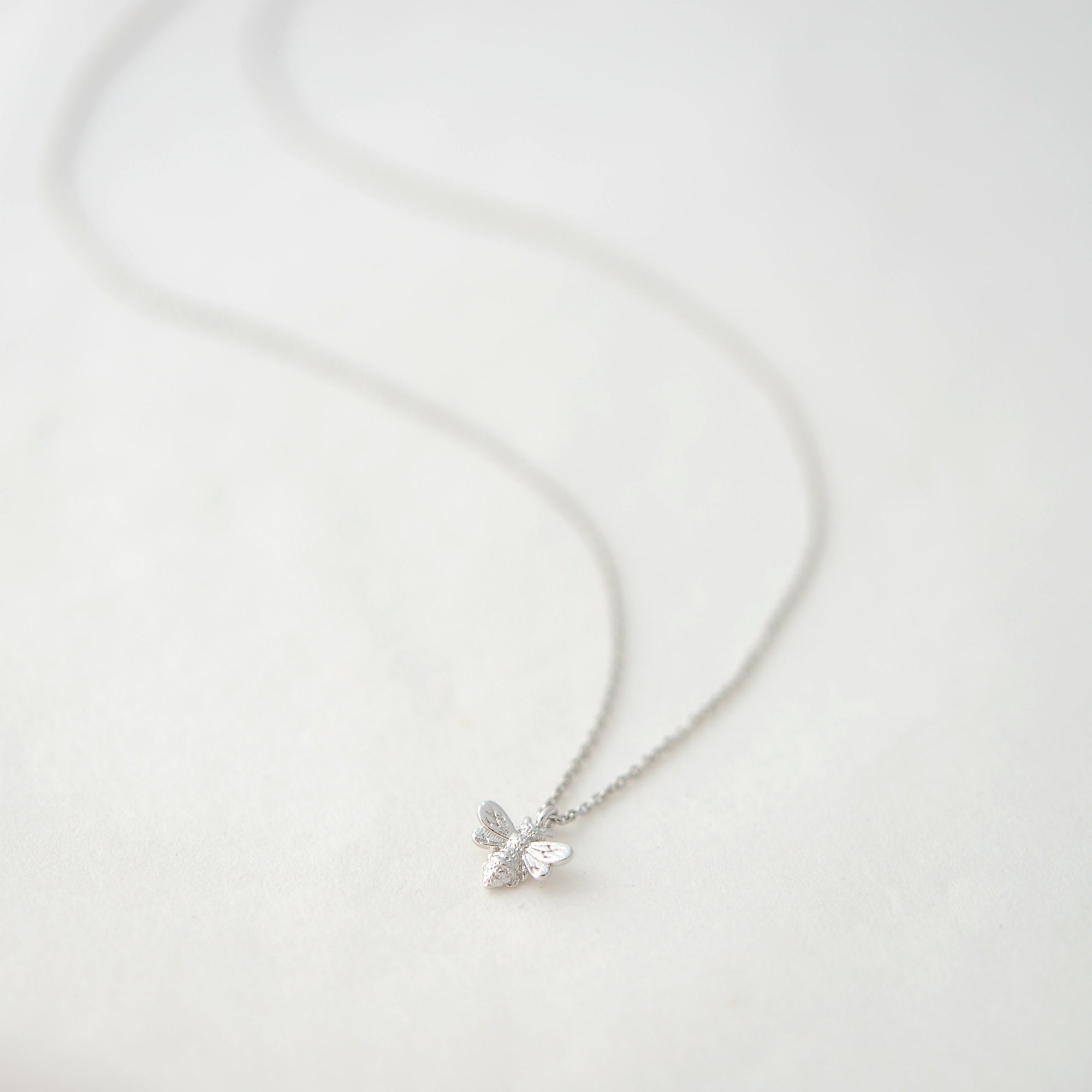 Dainty Bee Necklace with Initial Bumble Bee Pendant Best | Etsy