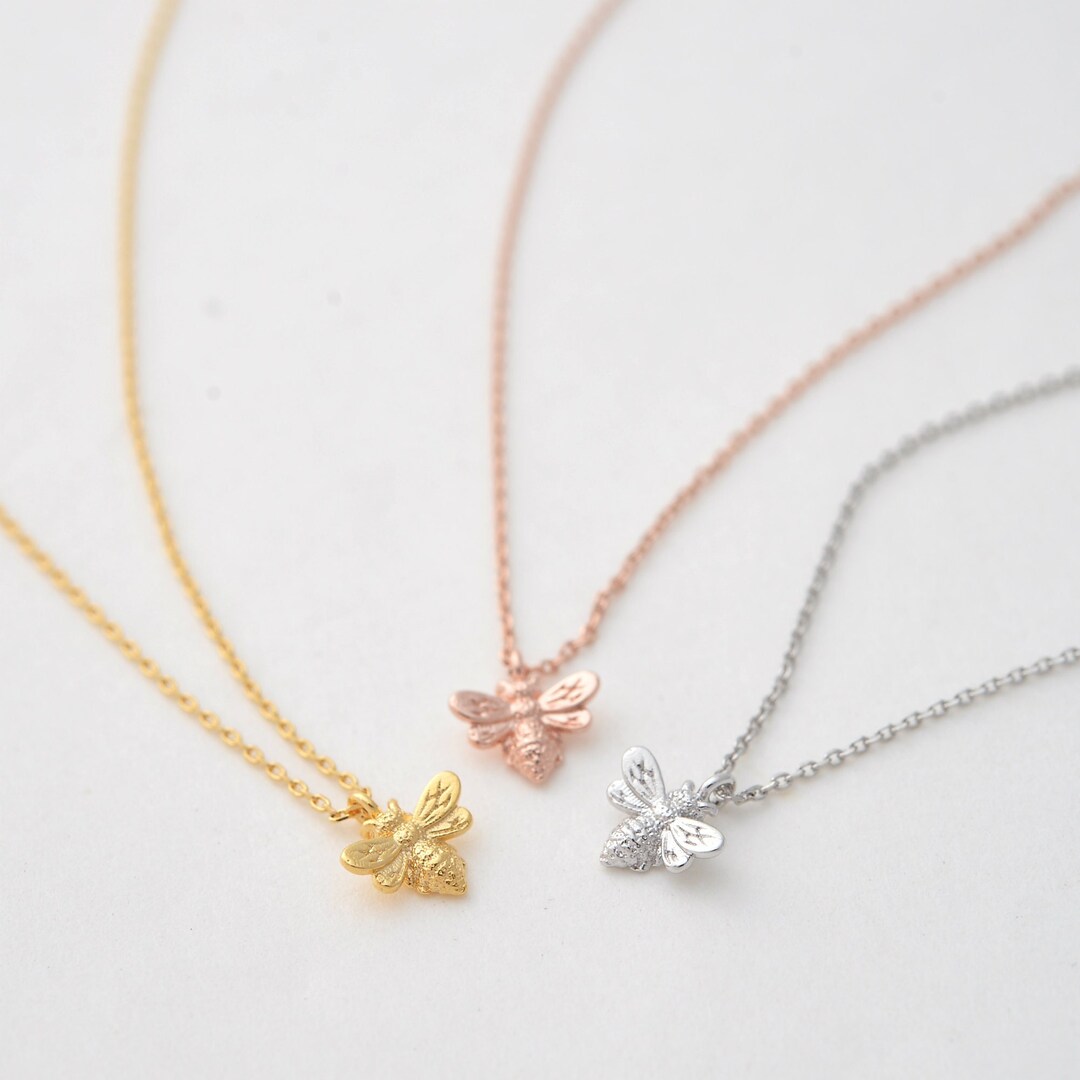 Dainty Bee Necklace With Initial Bumble Bee Pendant Best - Etsy