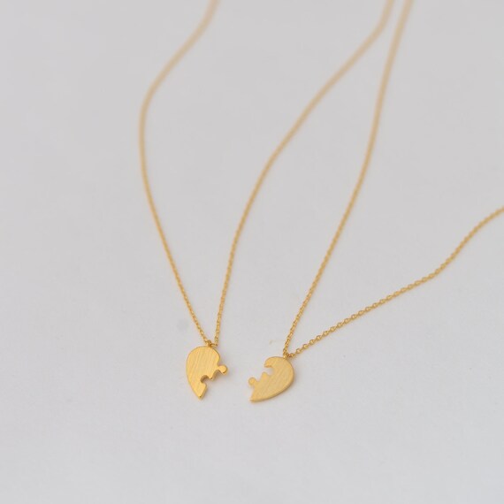 Personalized Split Hearts Shape You and Me Necklace Set of 2 - Etsy