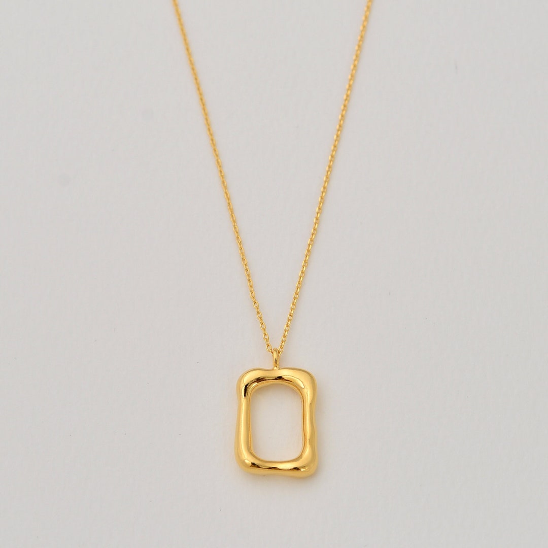 Custom Rectangle Pendant Necklace in Irregular Organic Shape ...