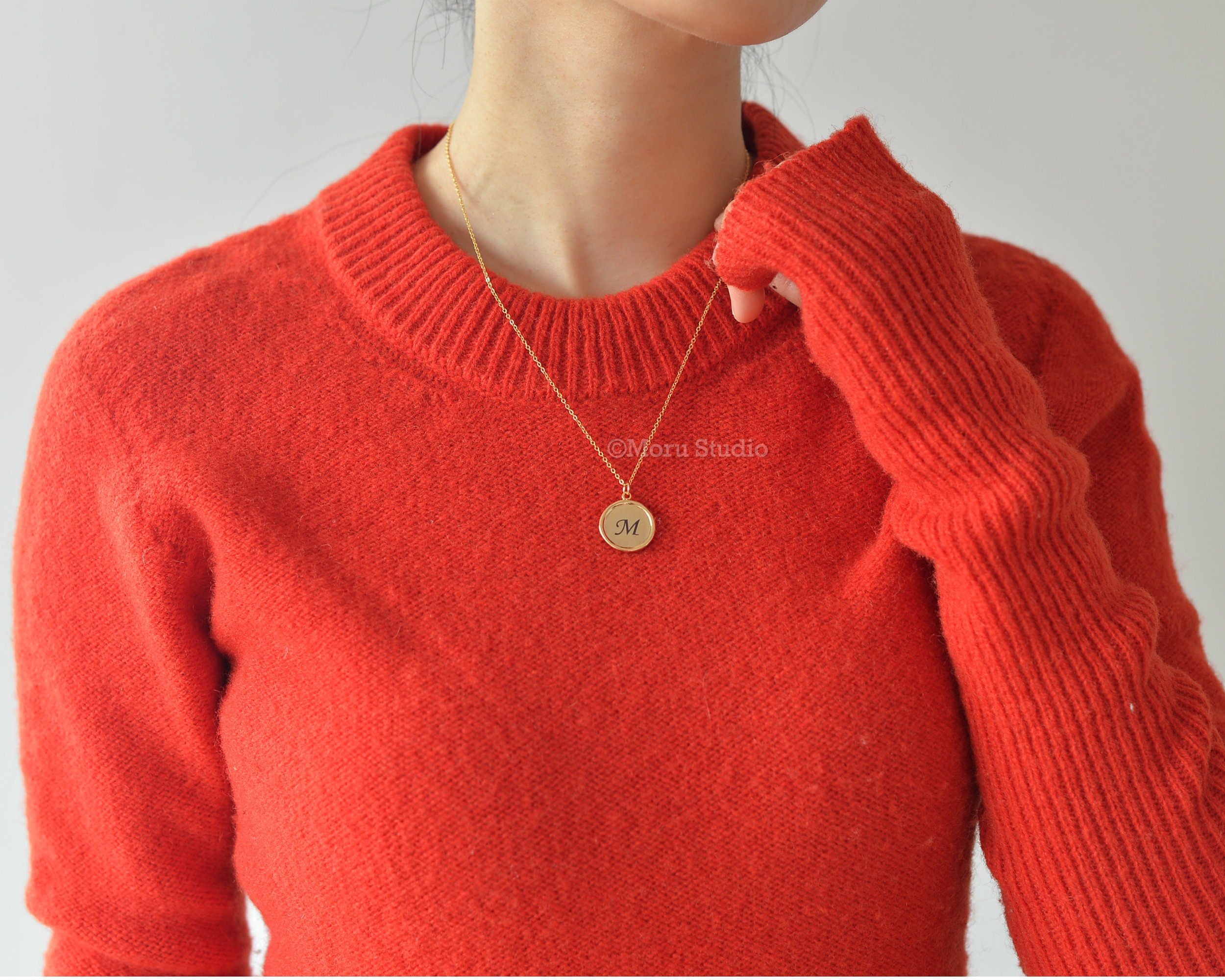 Custom Initial Sealed Disc Necklace/ Wax Seal Coin Disk | Etsy