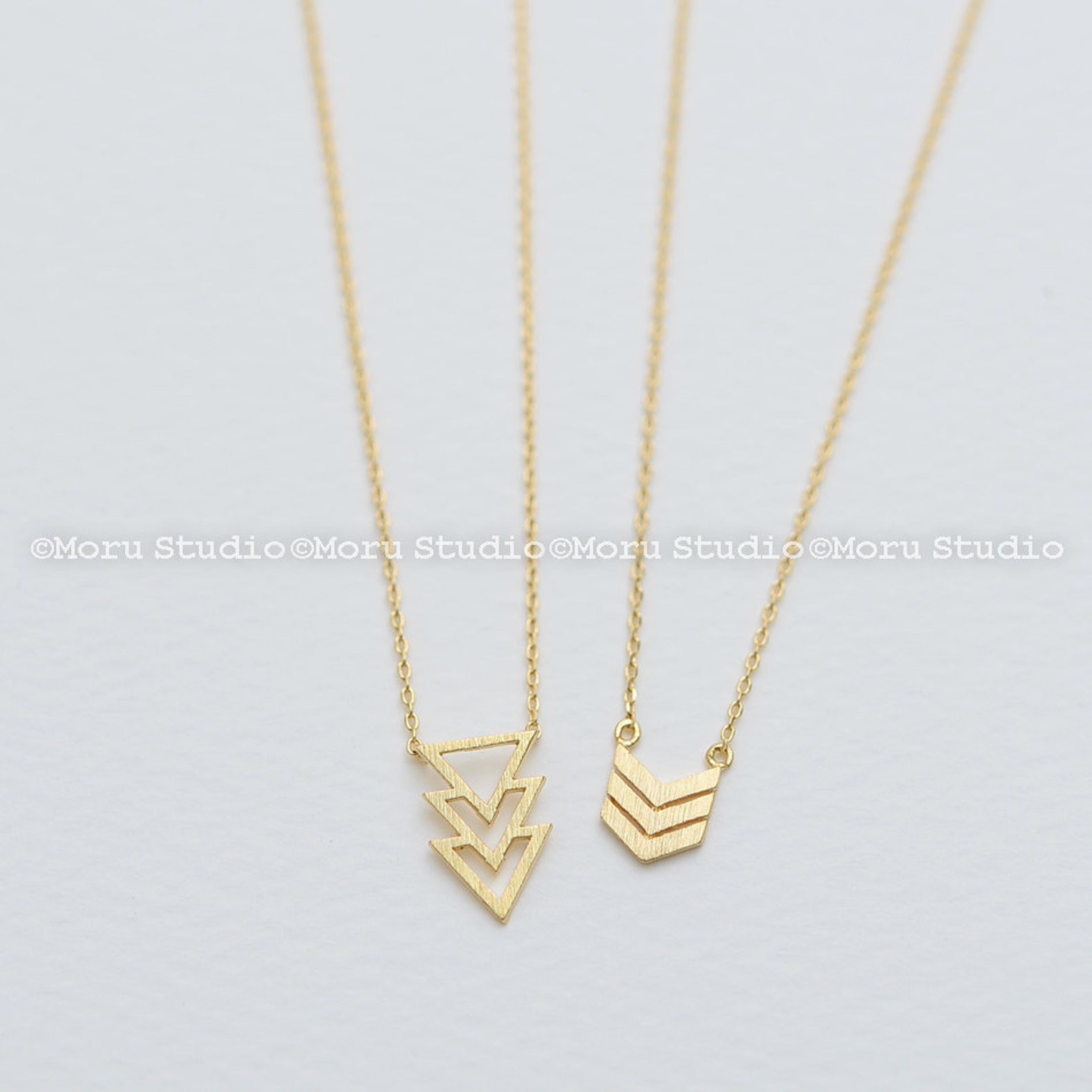 Stacked Triangle Necklace/ Triple Three Chevron Necklace | Etsy
