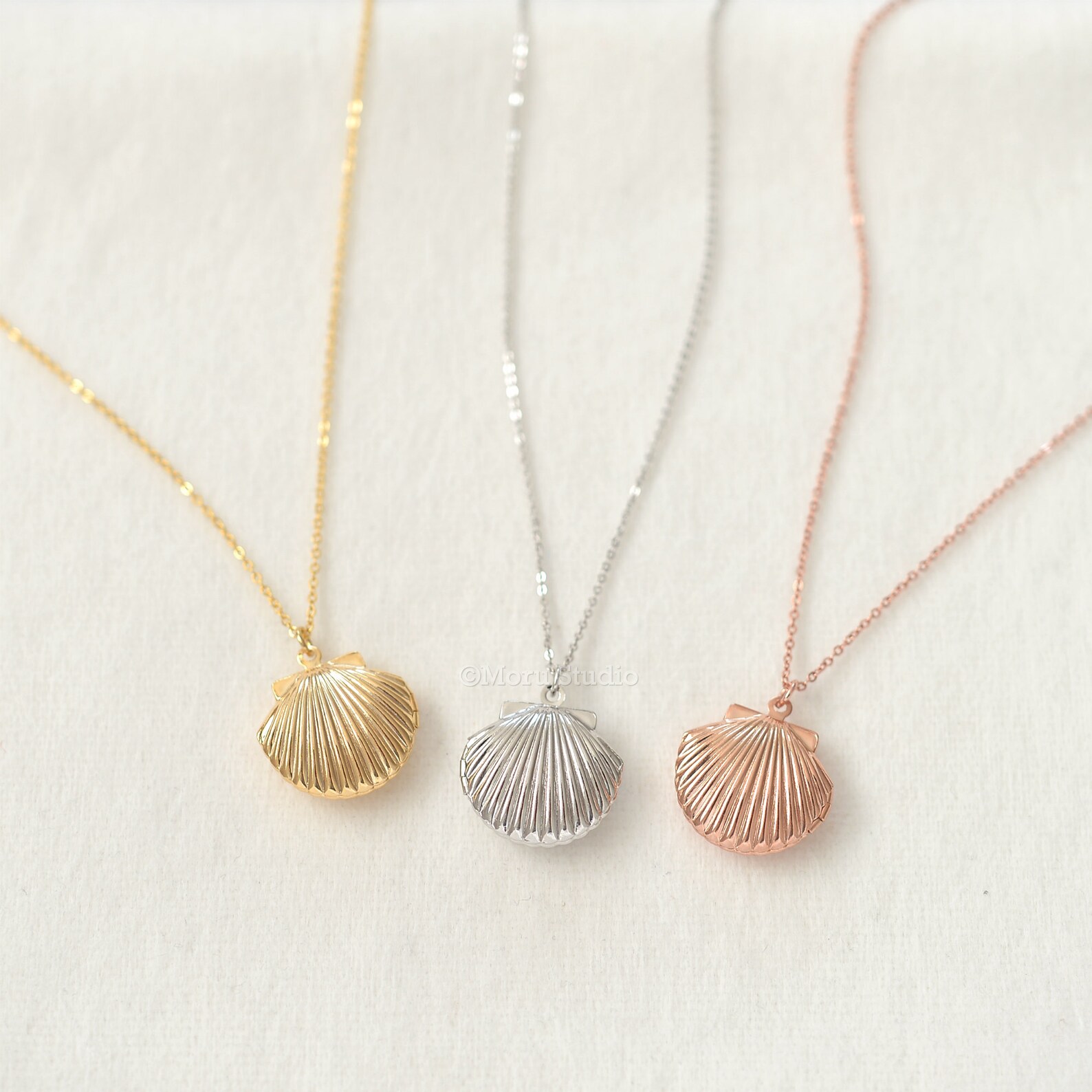 Custom Engraved Sea Shell Locket Necklace/ Personalized | Etsy