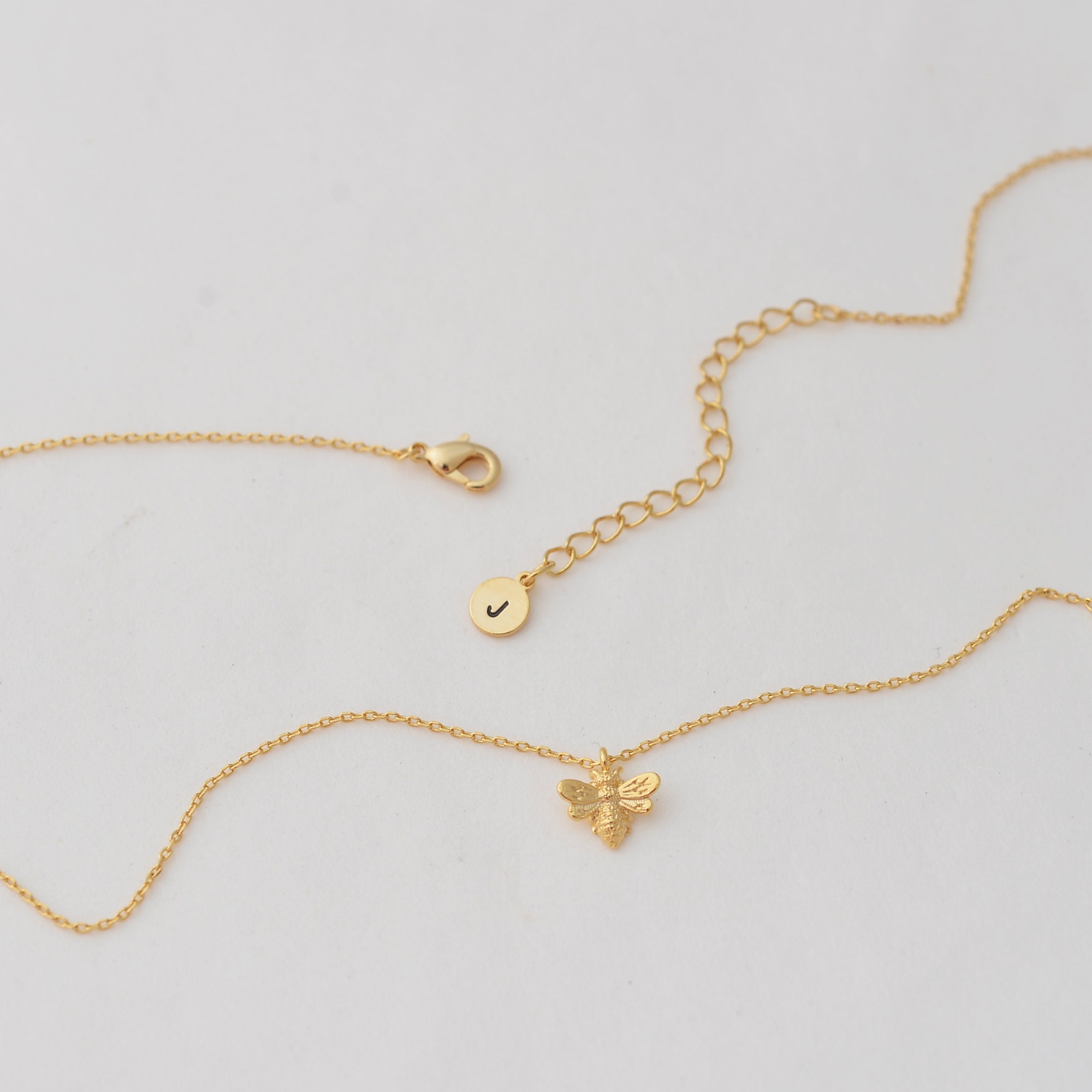 Dainty Bee Necklace with Initial Bumble Bee Pendant Best | Etsy