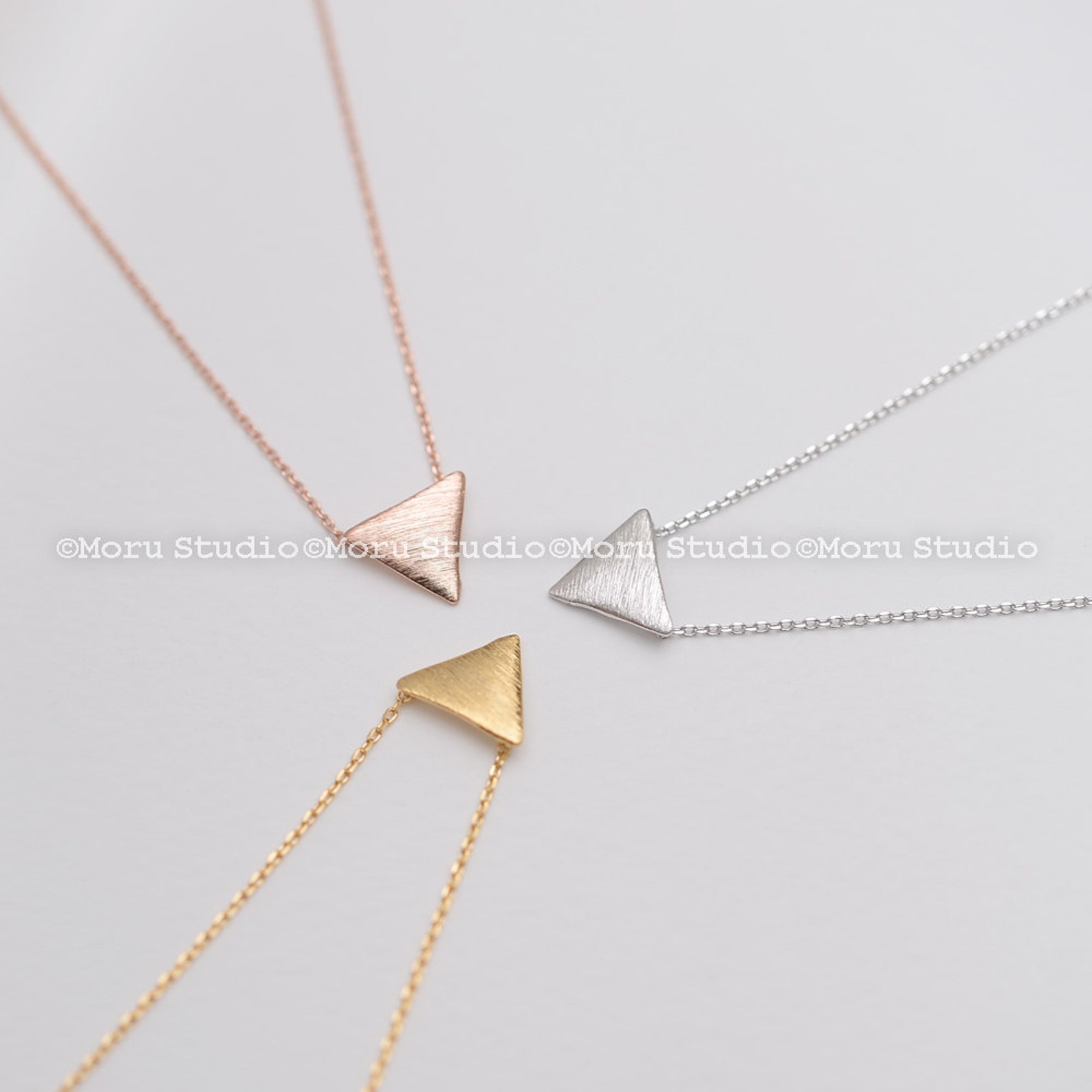 Dainty Inverted Triangle Necklace Gold Silver Rose Gold. - Etsy