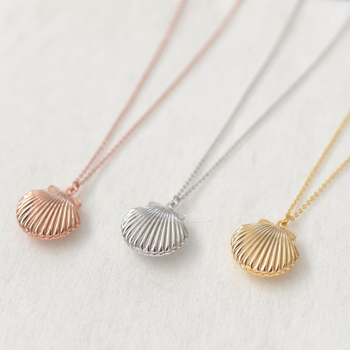 Custom Engraved Sea Shell Locket Necklace/ Personalized | Etsy