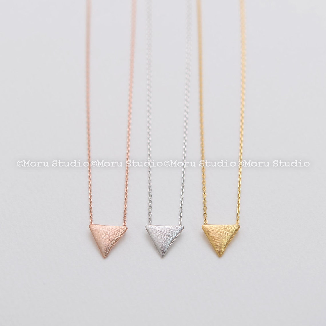 Dainty Inverted Triangle Necklace Gold Silver Rose Gold. - Etsy