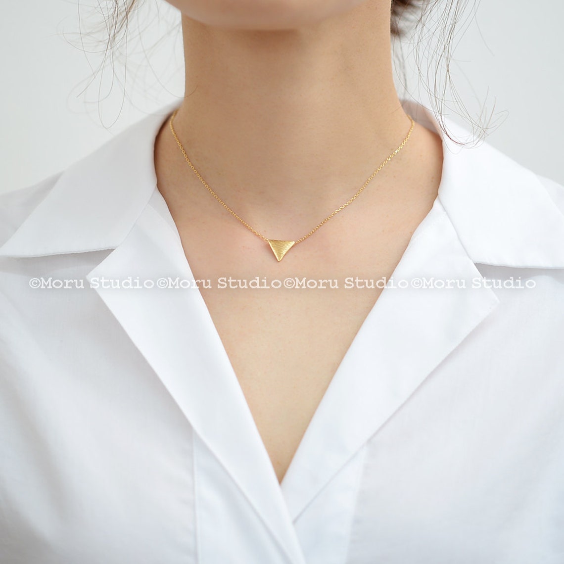 Dainty Inverted Triangle Necklace Gold Silver Rose Gold. - Etsy