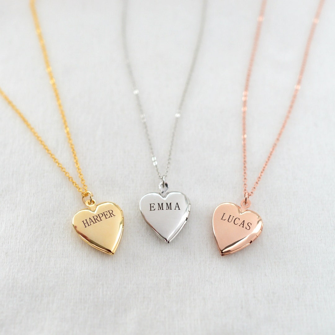 Custom Engraved Heart Locket With Birthstone, Keepsake Gift Idea ...