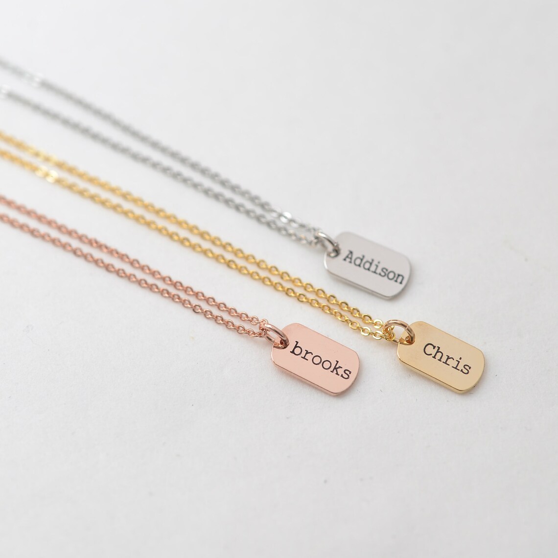 Personalized Dainty Name Tag Necklace Custom Engraved Mini | Etsy