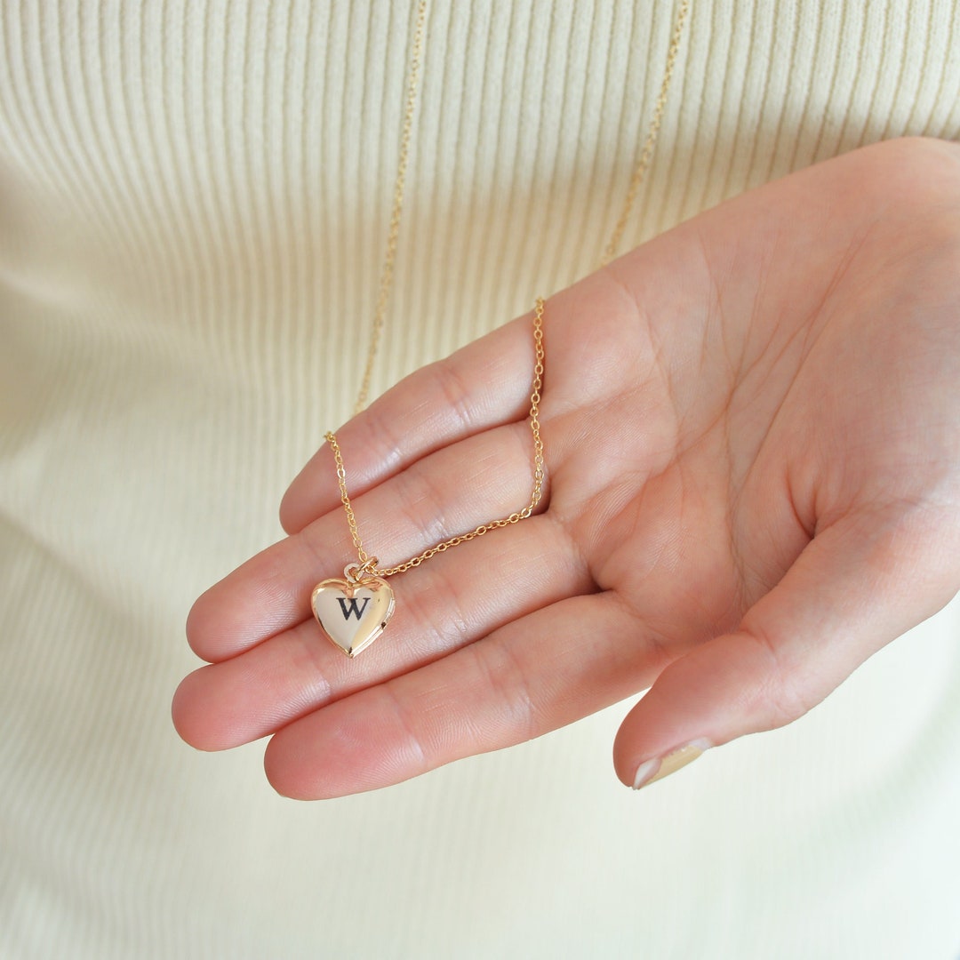 Custom Engraved Petit Heart Locket Necklace • Keepsake Gift • Baby ...