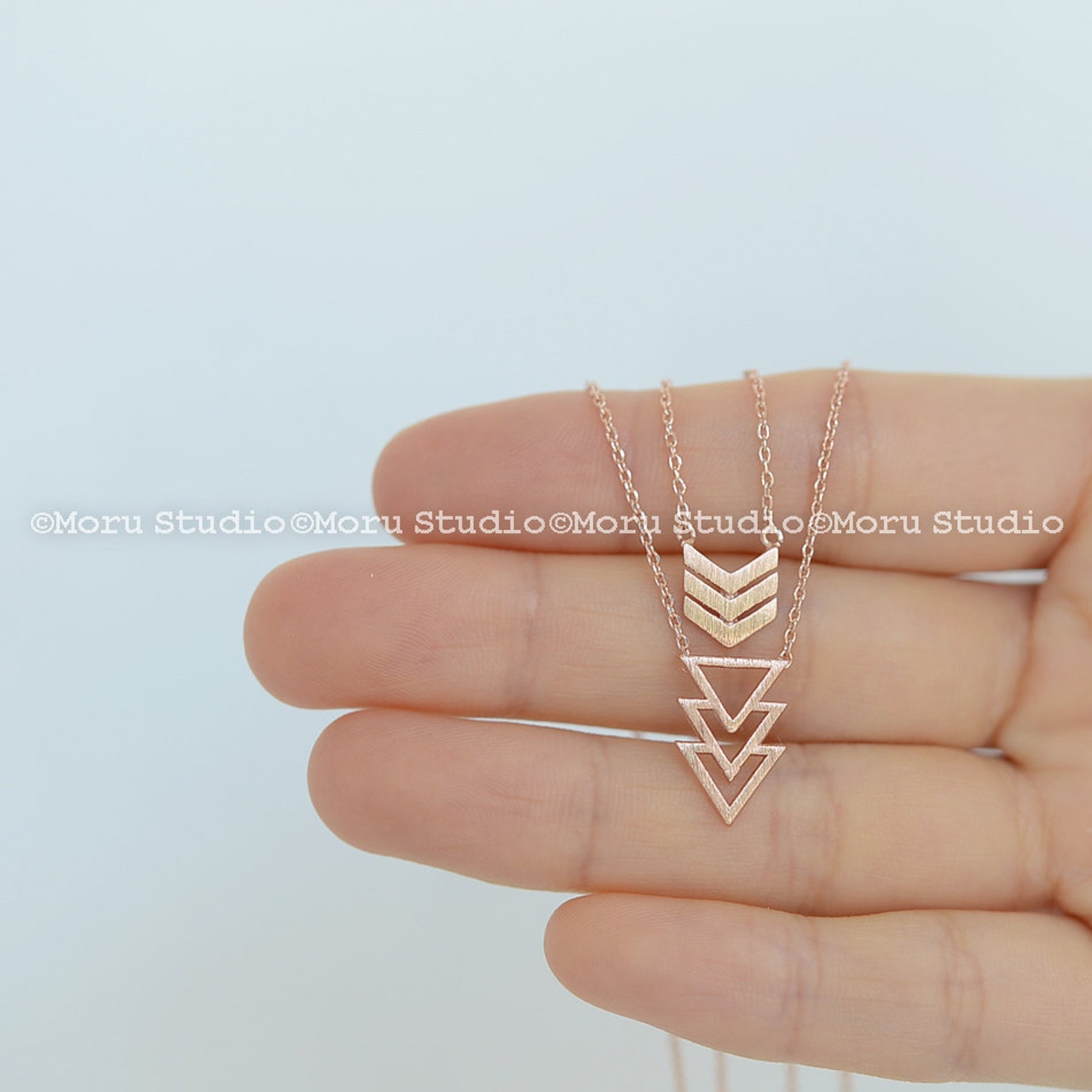 Stacked Triangle Necklace/ Triple Three Chevron Necklace - Etsy