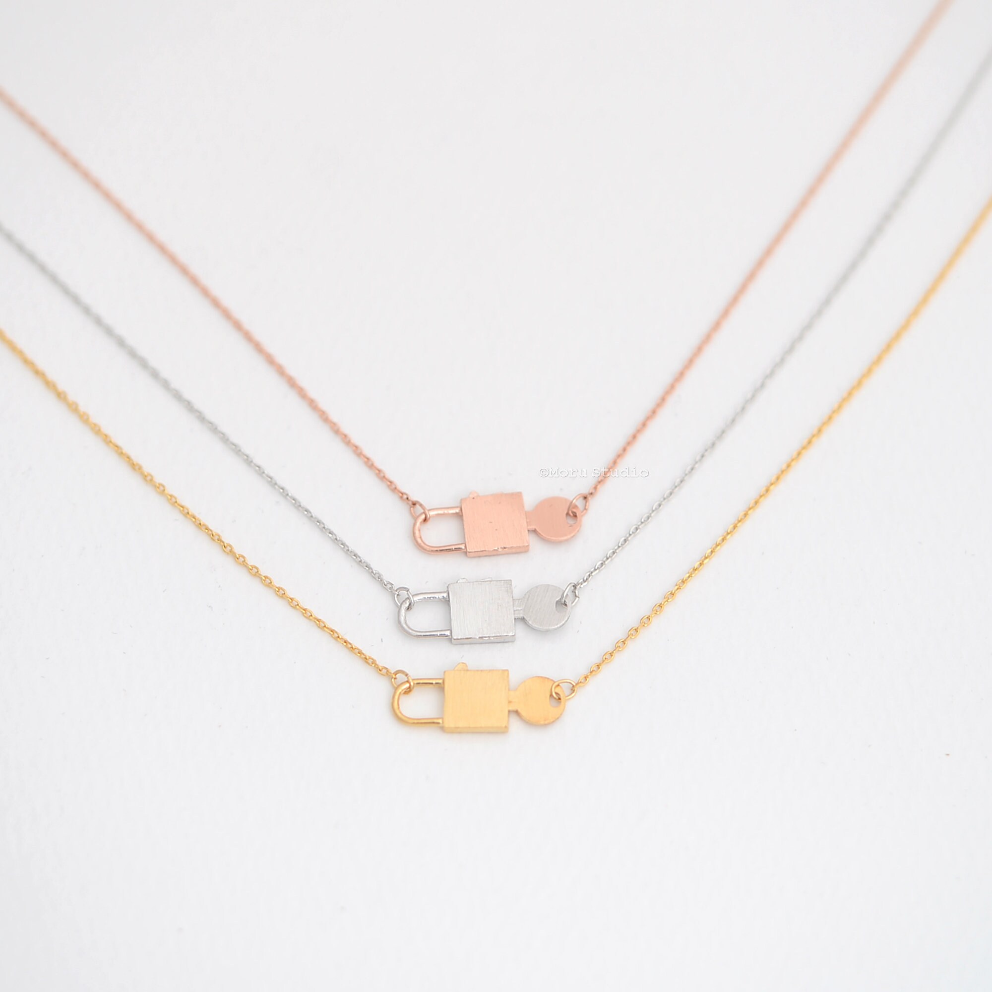 Secret Lock & Key Necklace Wth Hand Stamped Initial Tag/ Lover | Etsy