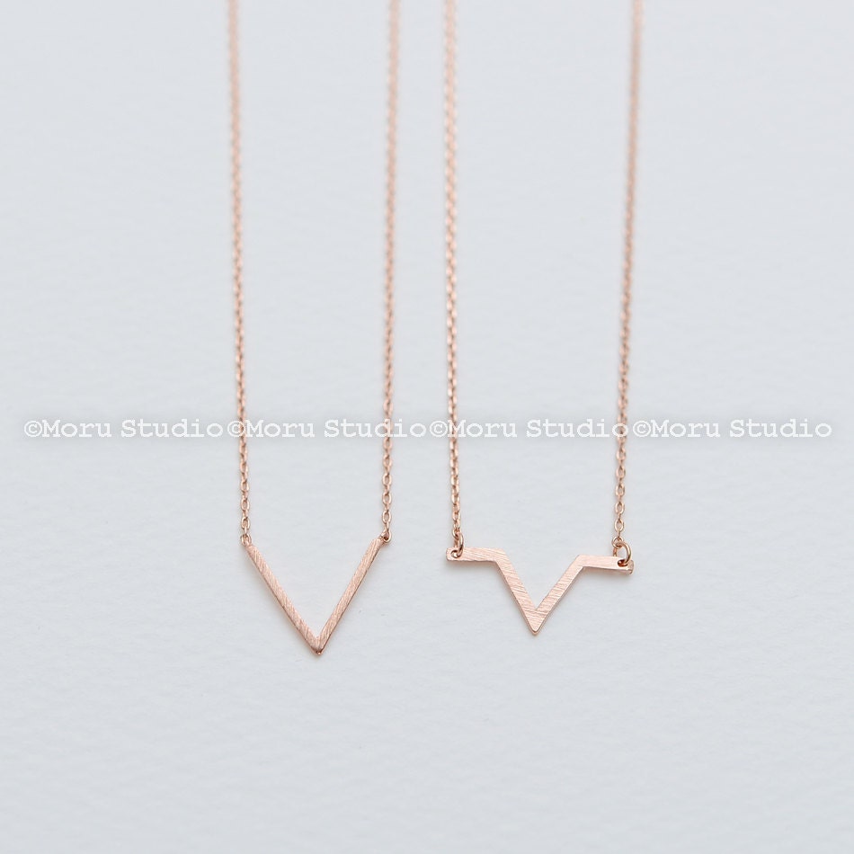 Dainty V Necklace Chevron Necklace Thin Chain for Layering - Etsy