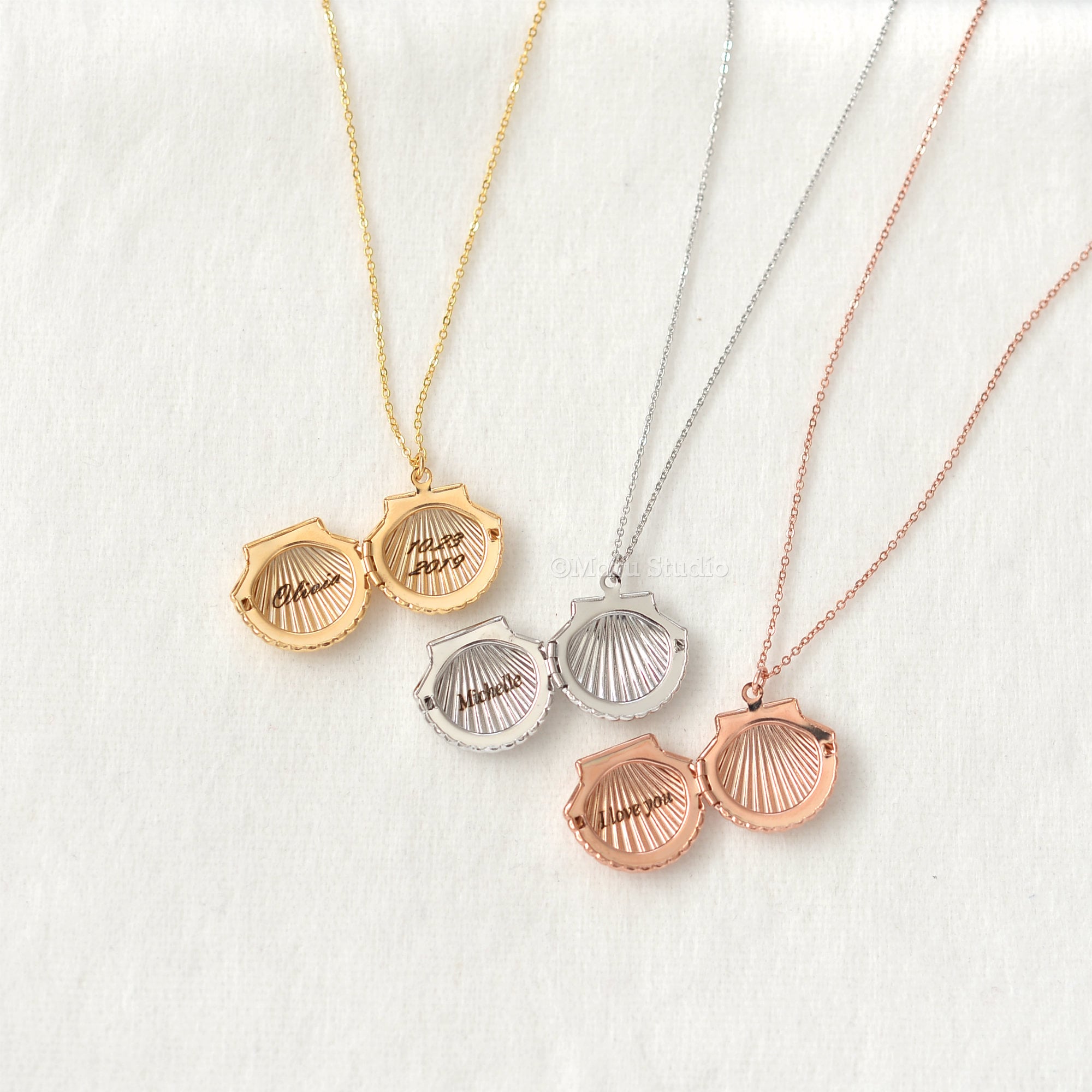 Custom Engraved Sea Shell Locket Necklace/ Personalized | Etsy