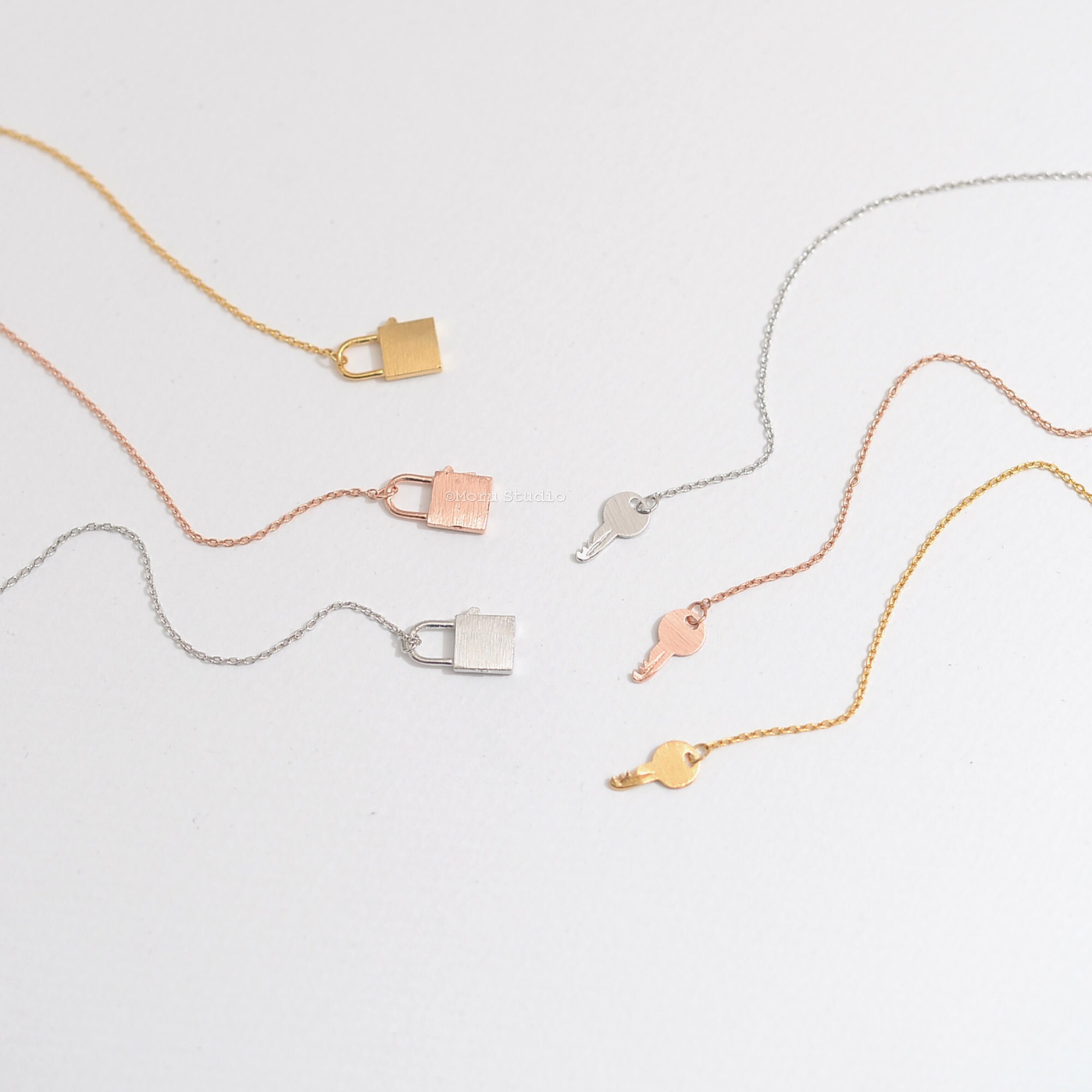 Secret Lock & Key Necklace Wth Hand Stamped Initial Tag/ Lover | Etsy