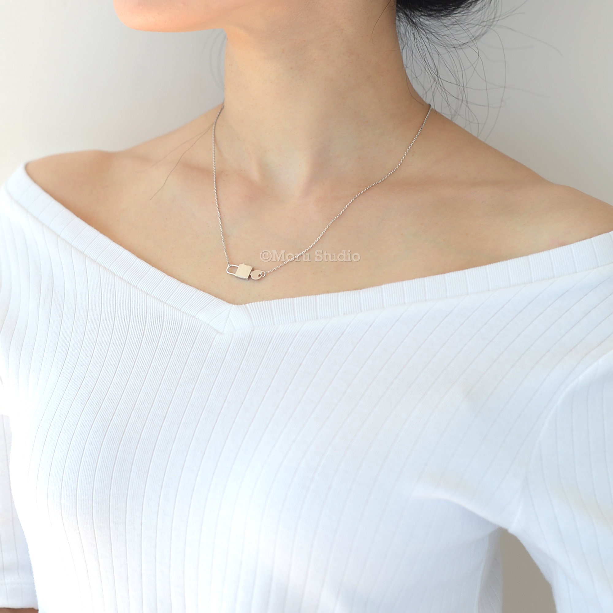 Secret Lock & Key Necklace Wth Hand Stamped Initial Tag/ Lover | Etsy