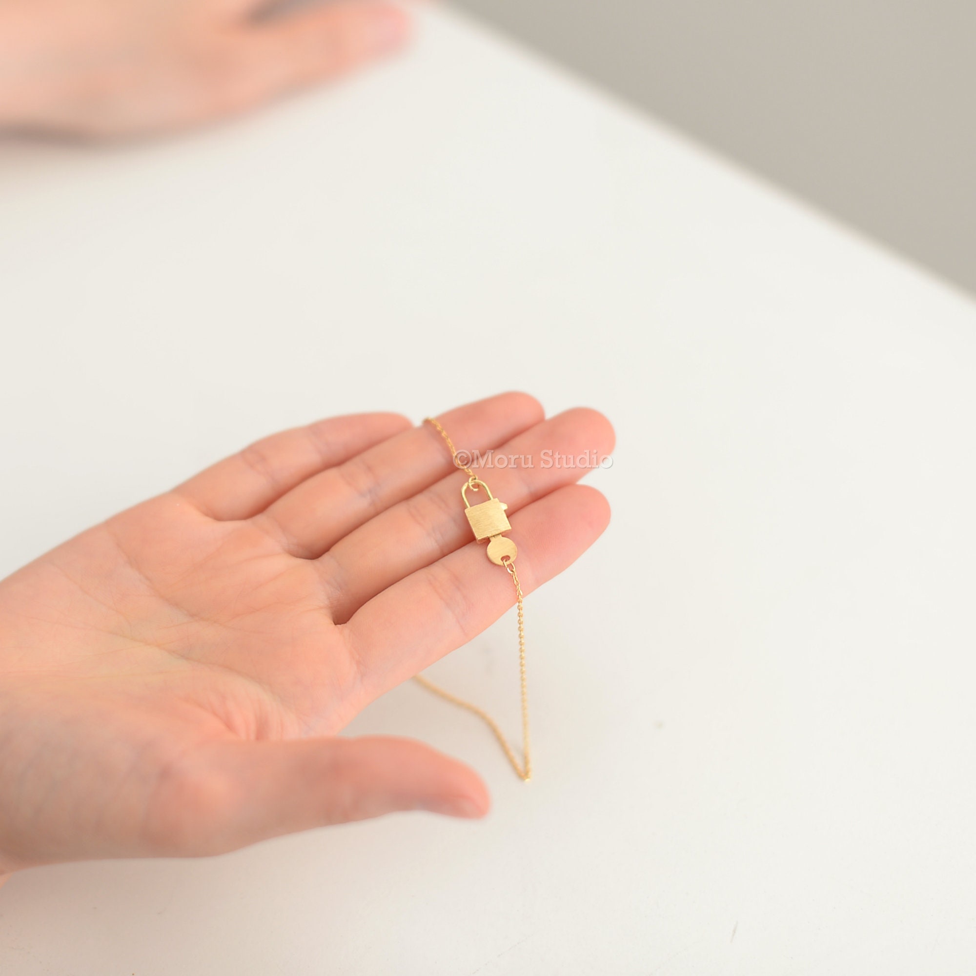 Secret Lock & Key Necklace Wth Hand Stamped Initial Tag/ Lover | Etsy