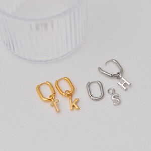 Initial Letter Hoop Earrings Geometric Square Hoop Earrings Initial ...
