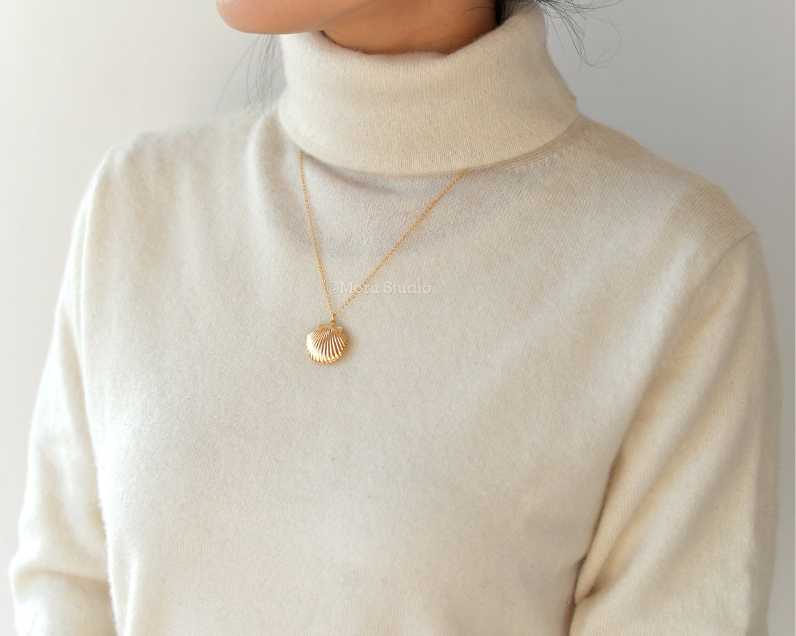 Custom Engraved Sea Shell Locket Necklace/ Personalized | Etsy