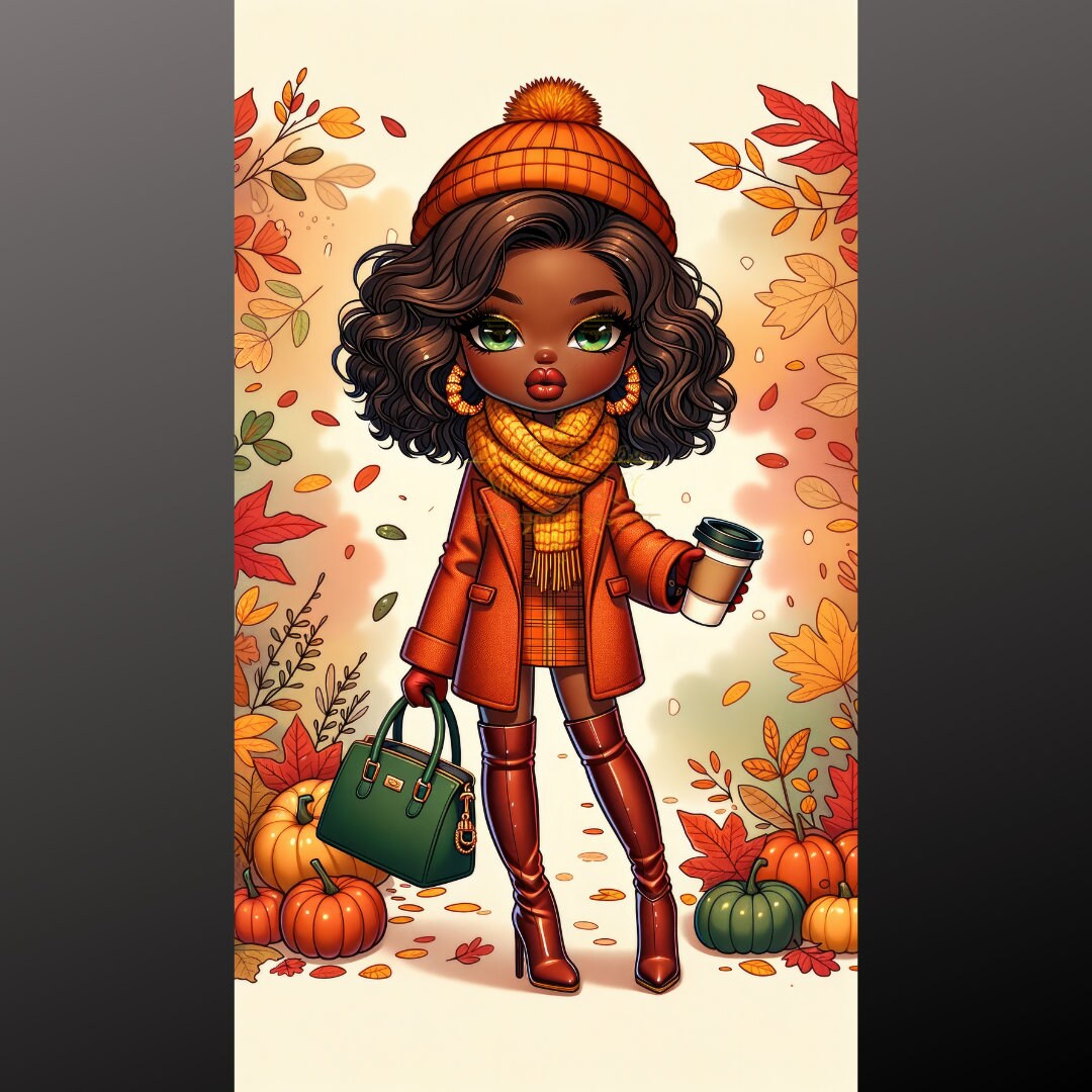 Autumn Elegance Fall Chibi Digi Cuties_10 Digi Dolls - Etsy