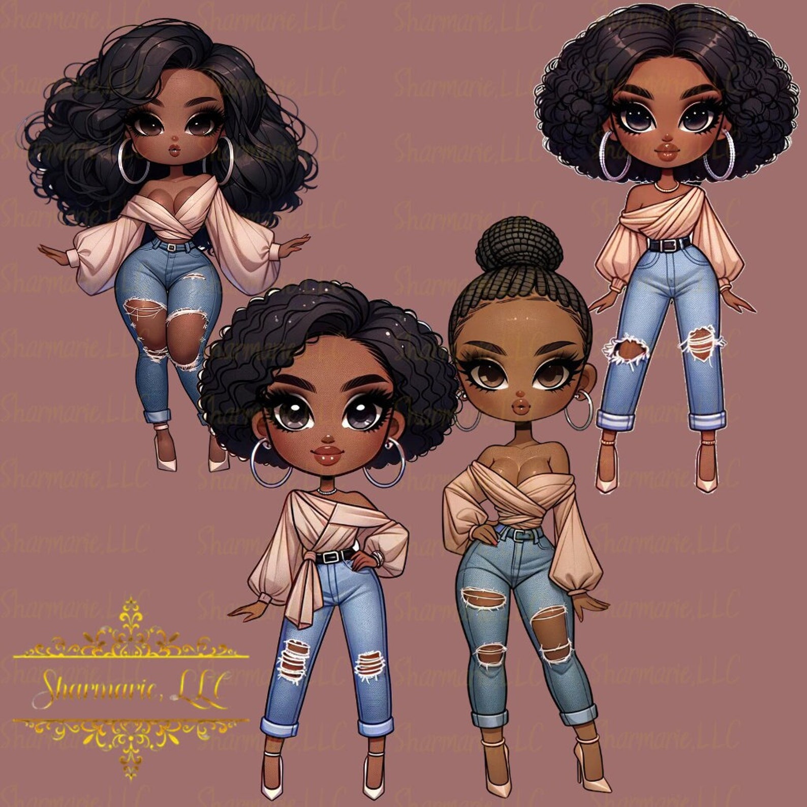 Get Creative With Cute Digi Doll Mega Bundle | 4 Variations 26 Images ...