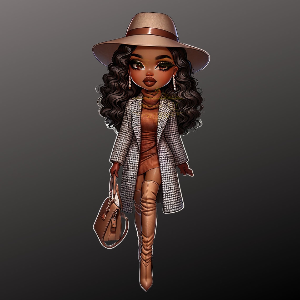 Autumn Elegance | Fall Chibi Digi Cuties_3 | Digi Dolls | Fall Art | African American Dolls - Etsy