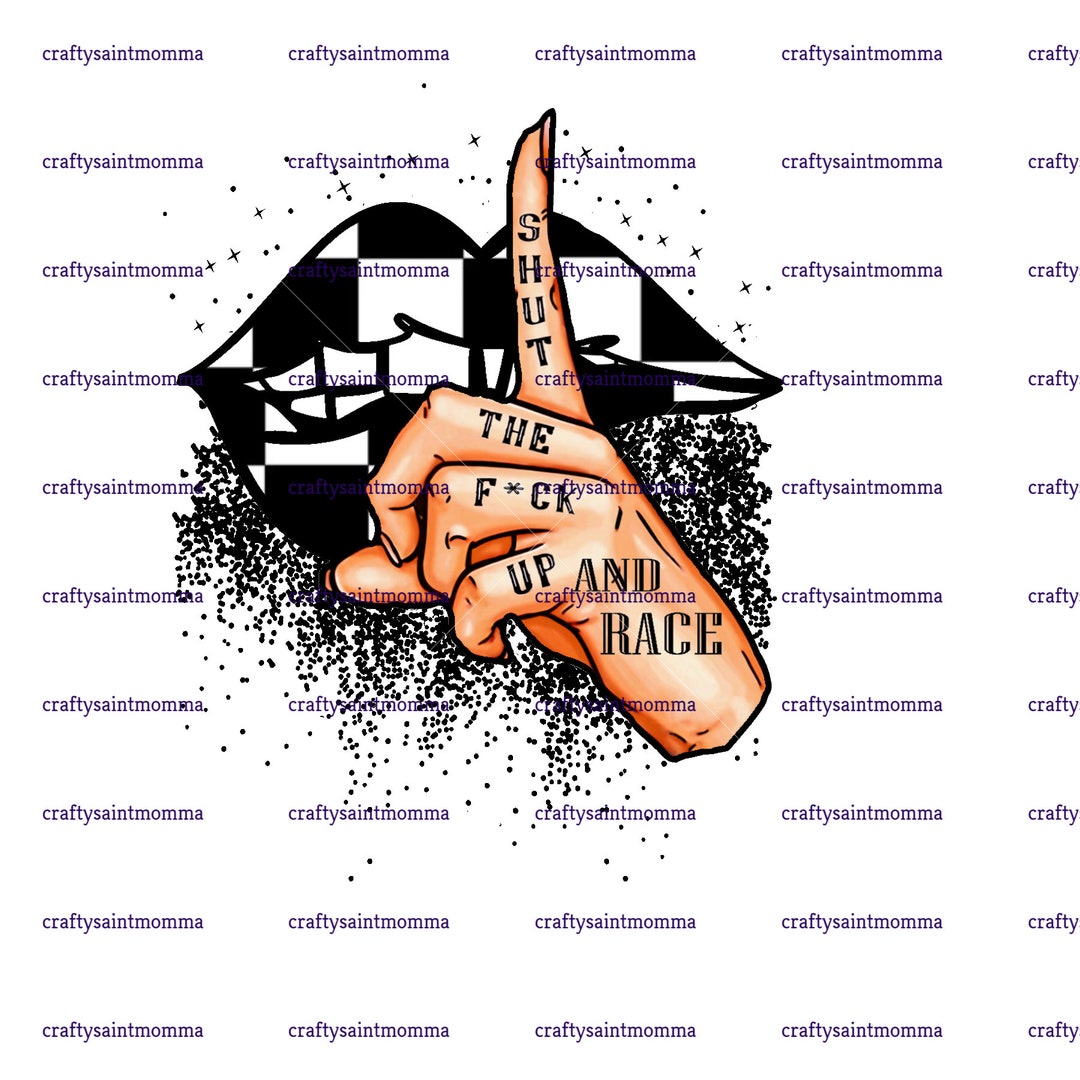 PNG Shut the Fu.. up & Race Black Checkered W/glitter - Etsy