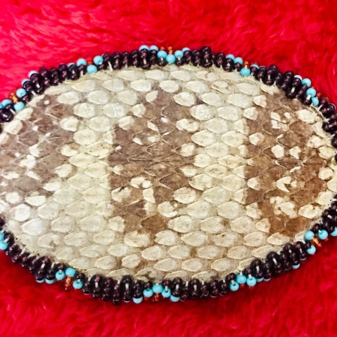 Vintage Rattlesnake Skin Beaded Belt Buckle - Etsy