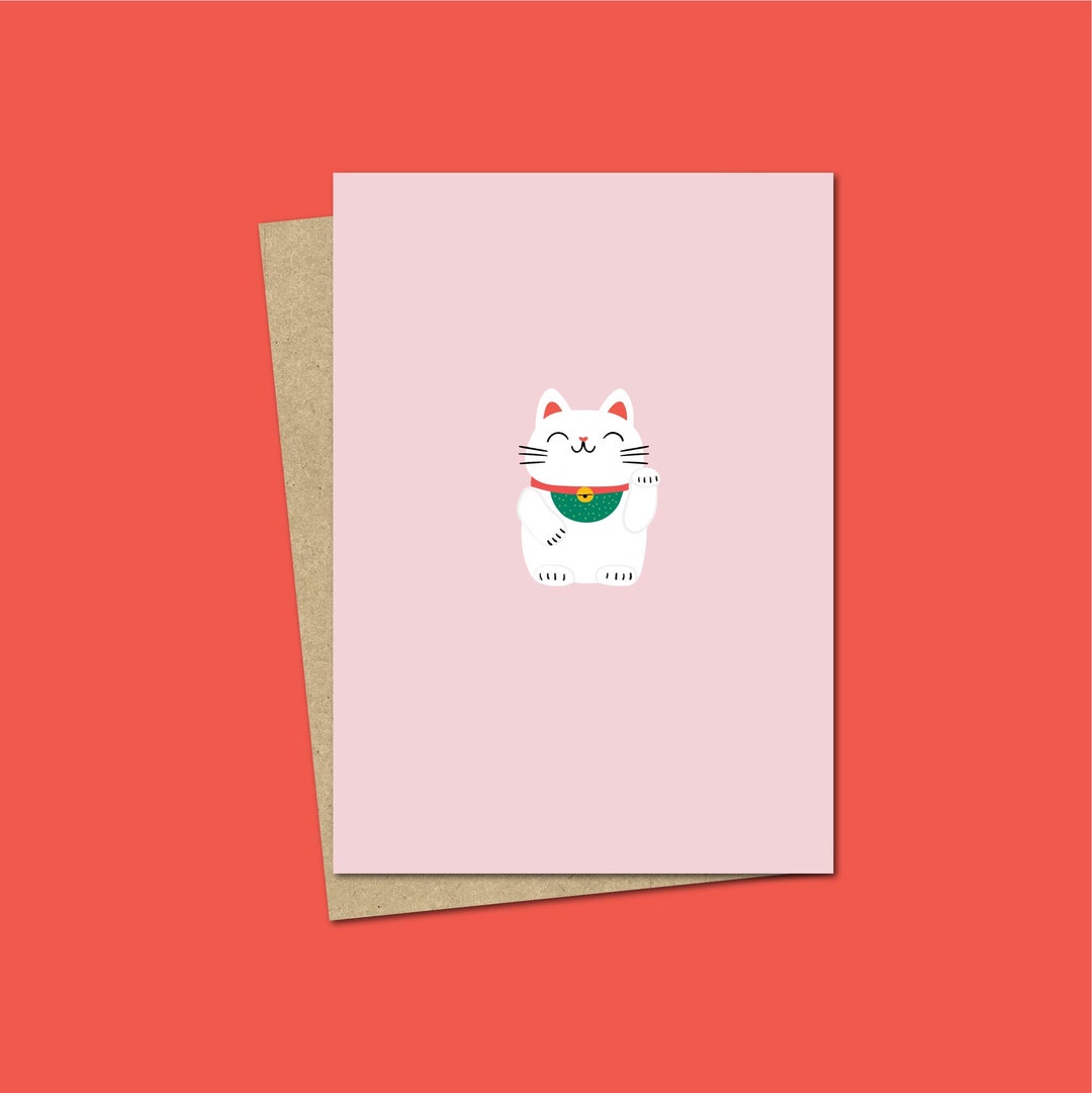 Lucky Cat (card) - Etsy