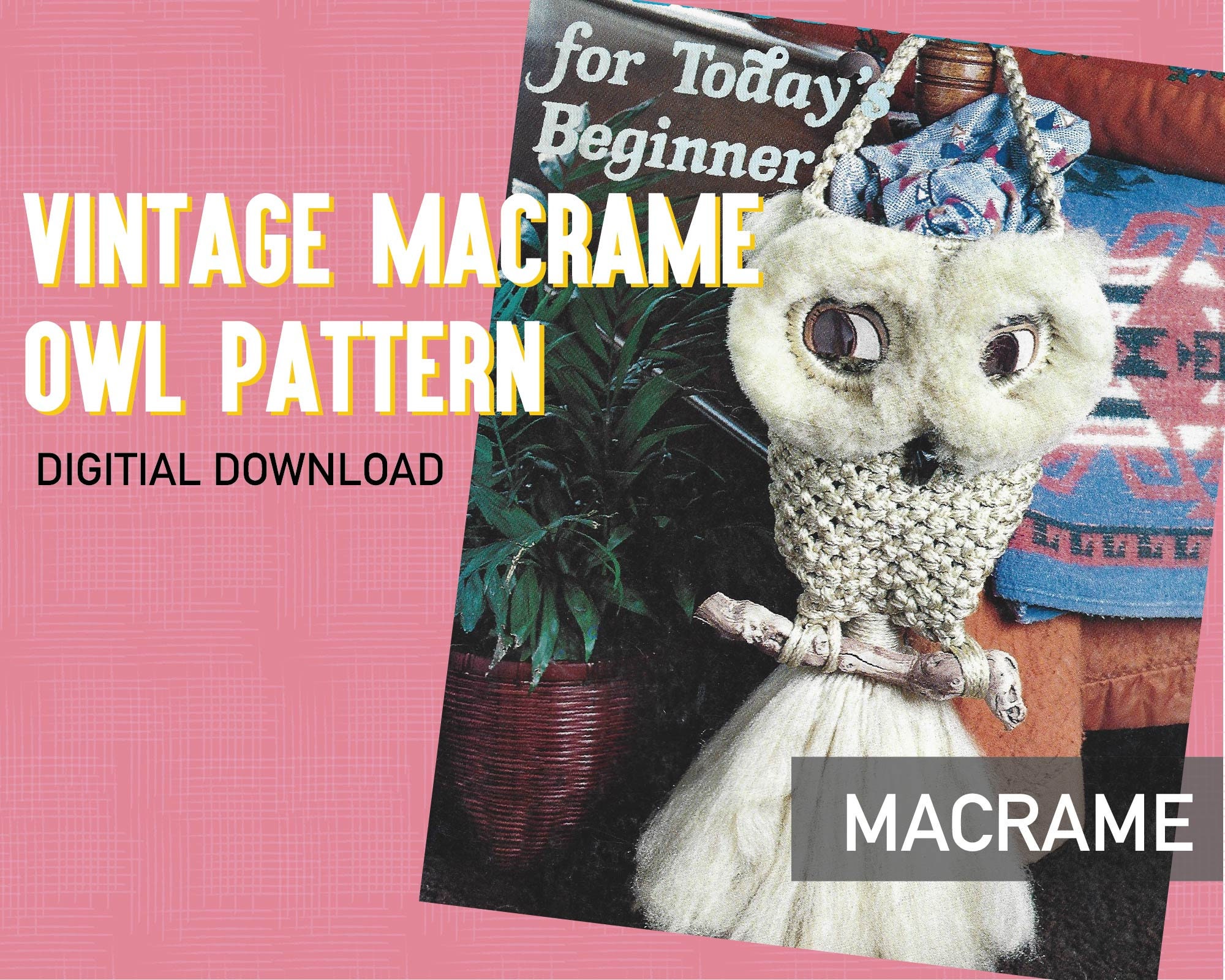 Original Vintage "prissy the Owl- Pyjama Bag" Macrame Pattern - Etsy