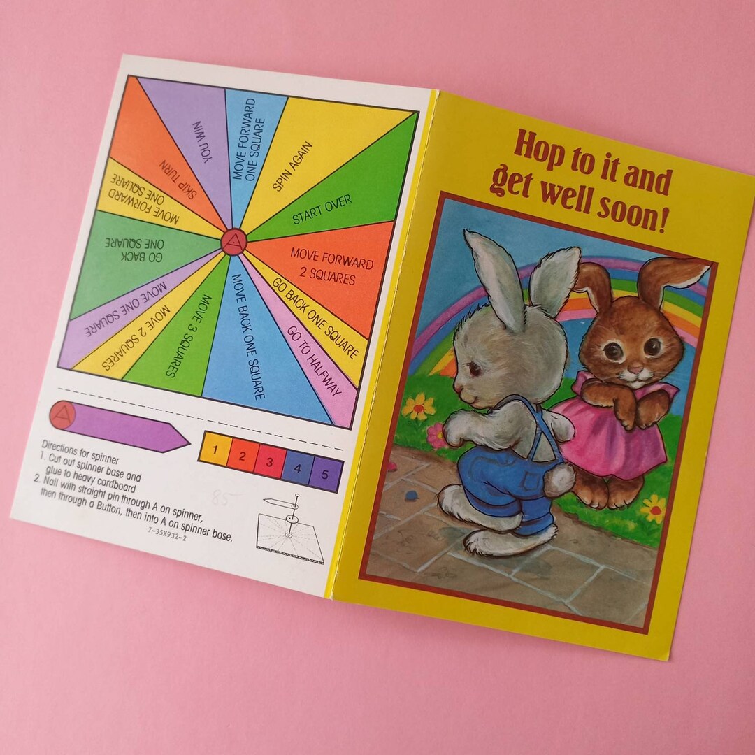 Original Vintage Get Well Soon Card- Rabbits - Etsy