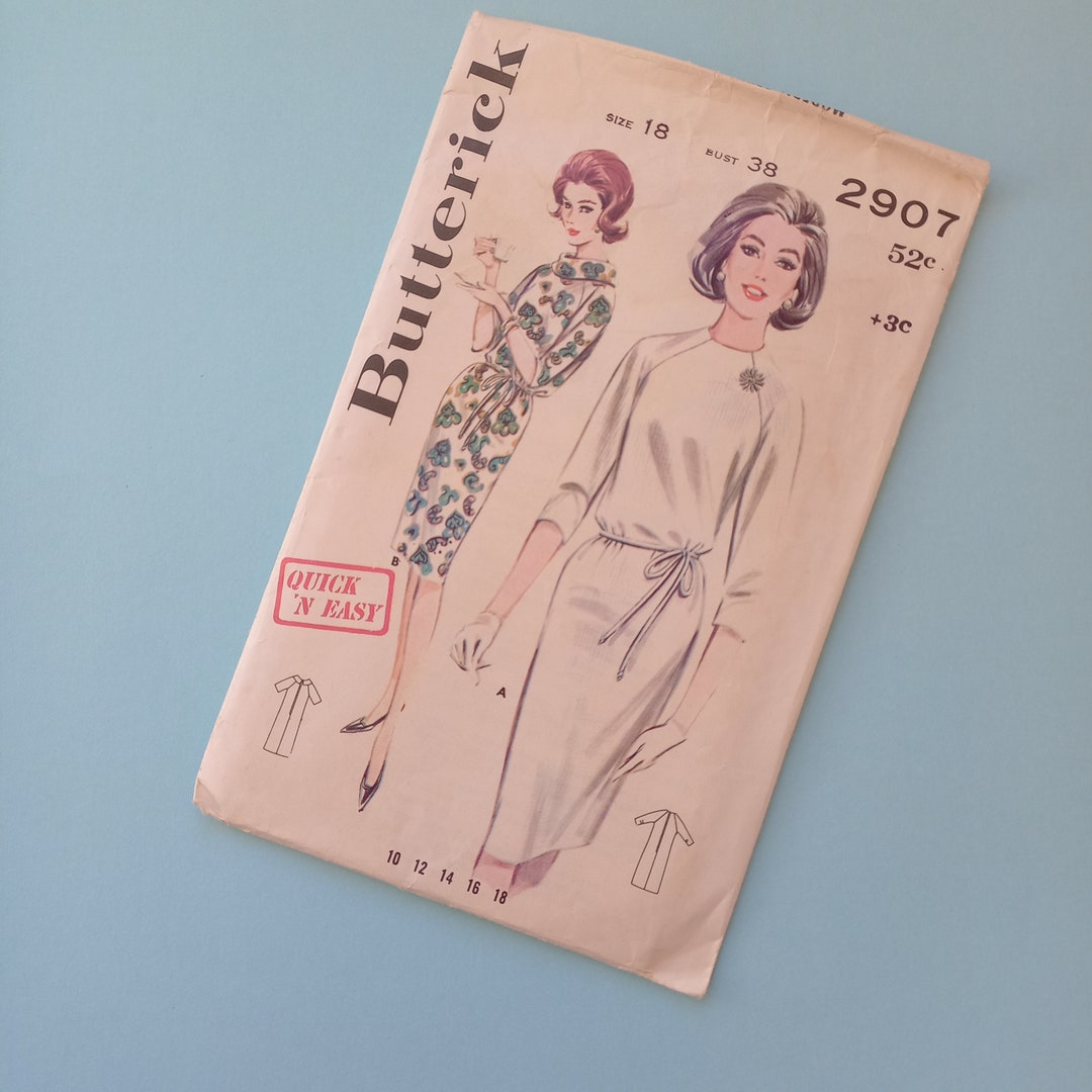1960s Simplicity 2907 Sewing Pattern- Dolman Sleeve Dress Size 18 - Etsy
