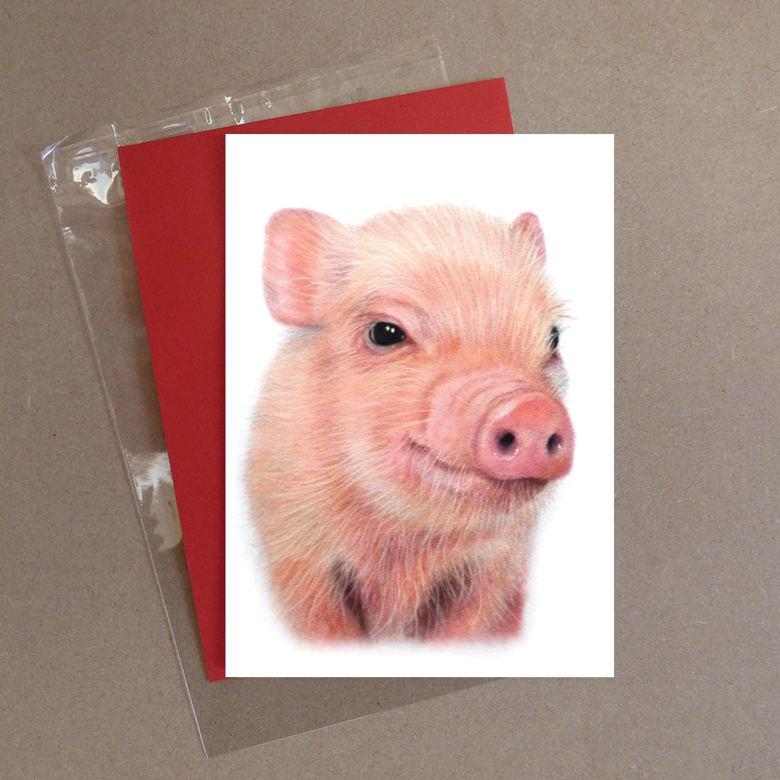 Pig 2 Card 5 X 7 With Envelope - Etsy