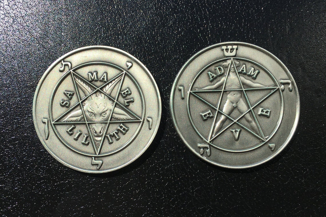 Dark Vs Light - Sigil of Baphomet - Sigil of Adam - Magick Coin - Etsy
