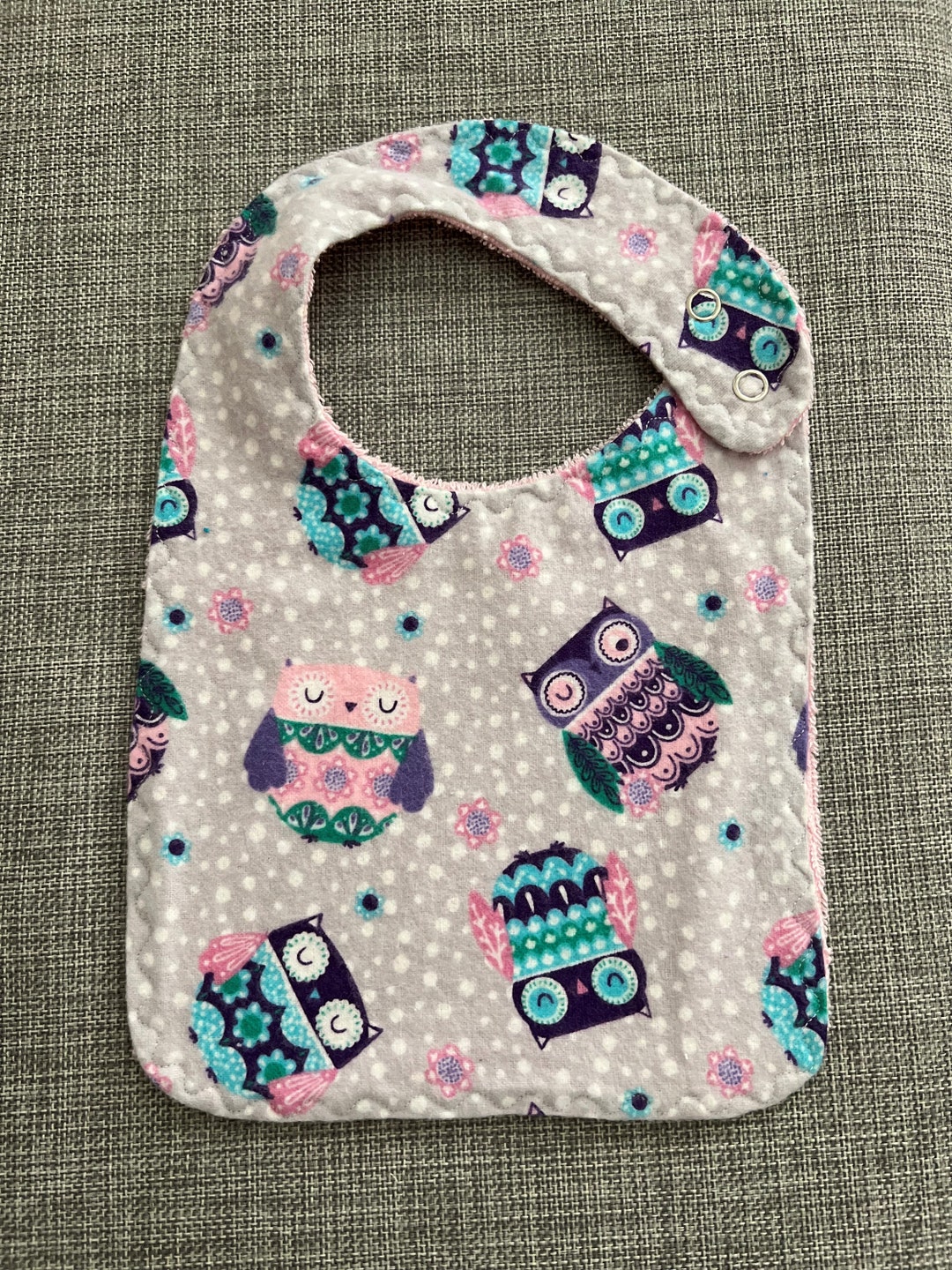 Bib Owl Themed Reversible Side Snap Baby Bib With Adjustable Neckline ...