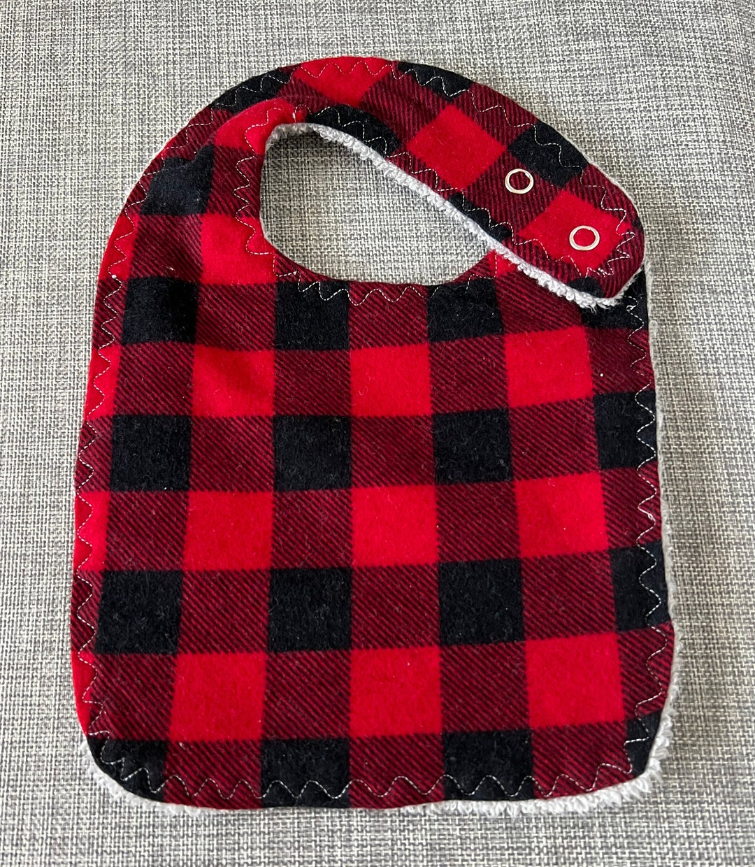 Buffalo Plaid Reversible Side Snap Bib With Two Snap Positions for ...