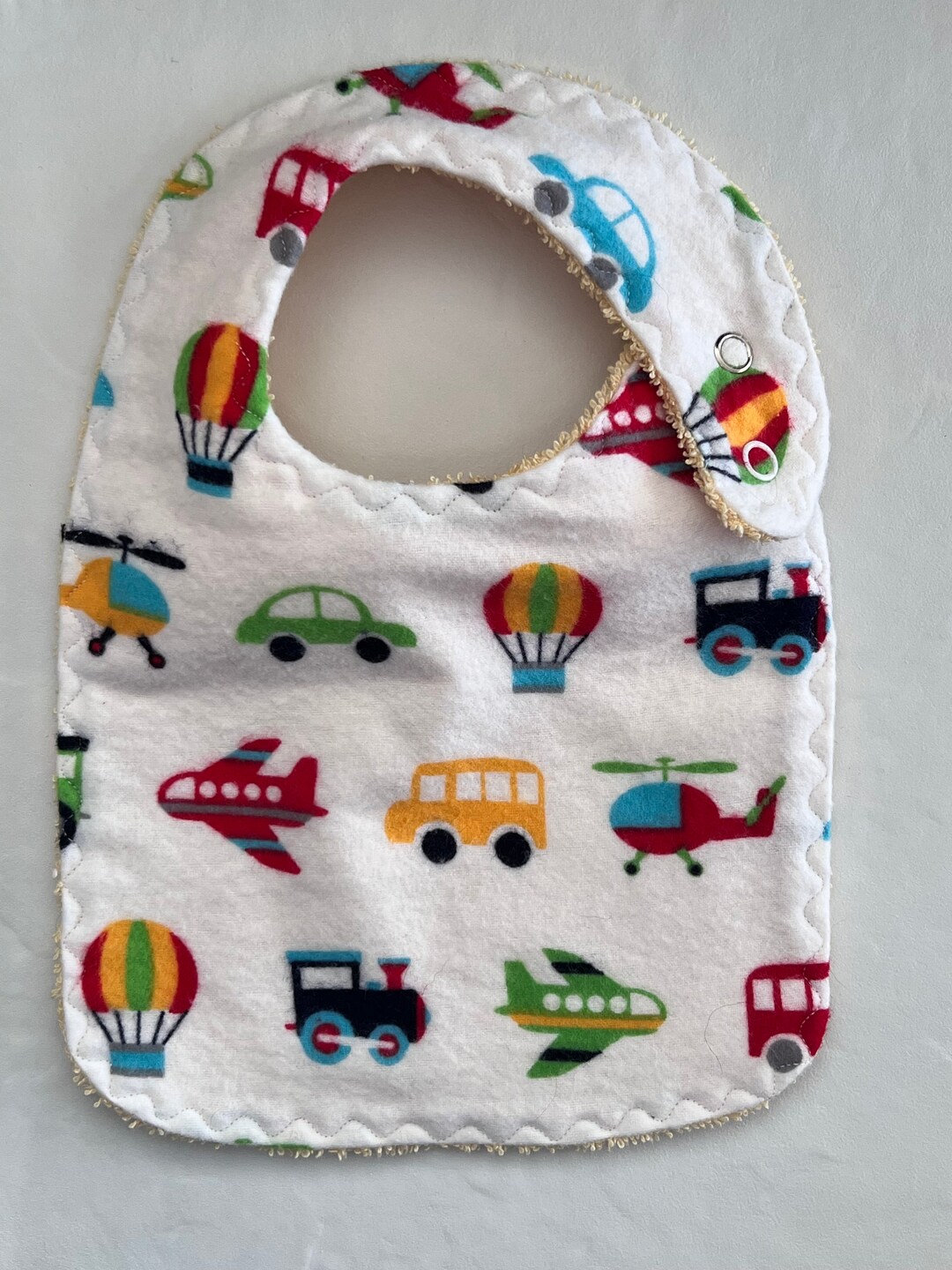 Bib Trains Planes and Automobiles Reversible Side Snap Baby Bib Drool ...