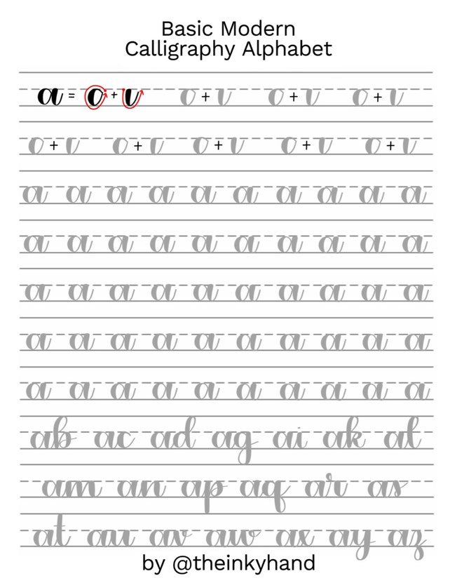 Basic Modern Calligraphy Practice Sheets By Theinkyhand Etsy
