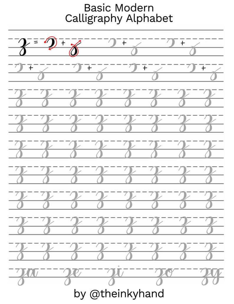 Basic Modern Calligraphy Practice Sheets by theinkyhand - Etsy