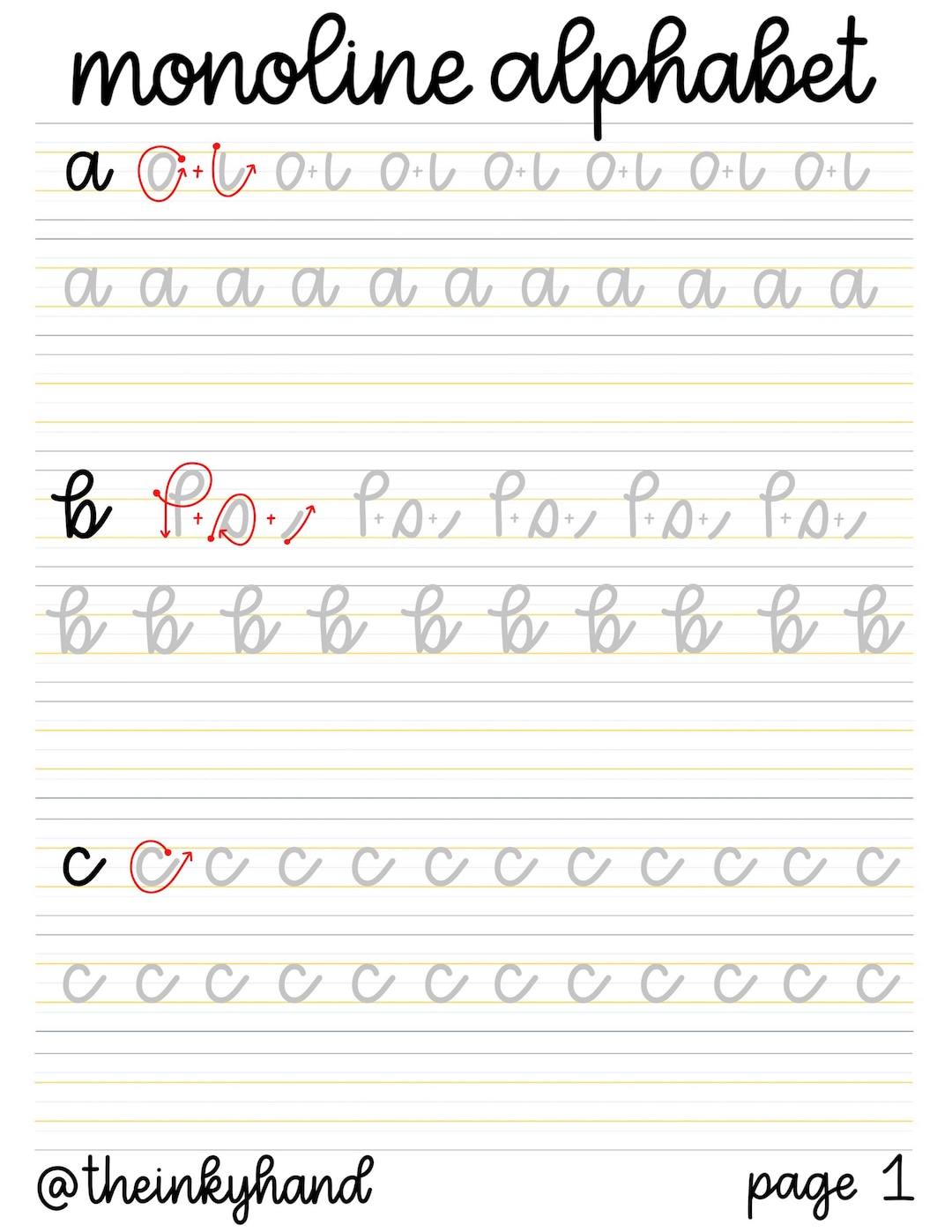 Monoline Practice Sheets // DIGITAL DOWNLOAD - Etsy