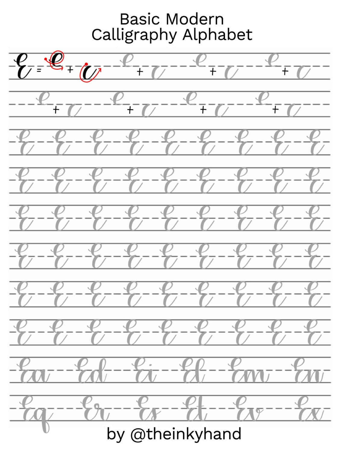 Basic Modern Calligraphy Practice Sheets by @theinkyhand -- Uppercase ...