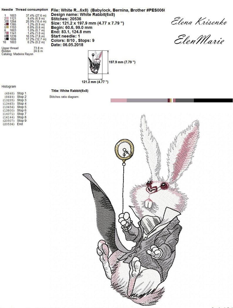 White Rabbit Machine Embroidery Design Embroidery White | Etsy