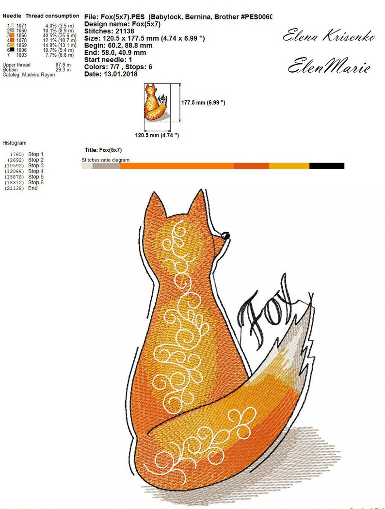 Red Fox Machine Embroidery Design Embroidery Fox Embroidery | Etsy