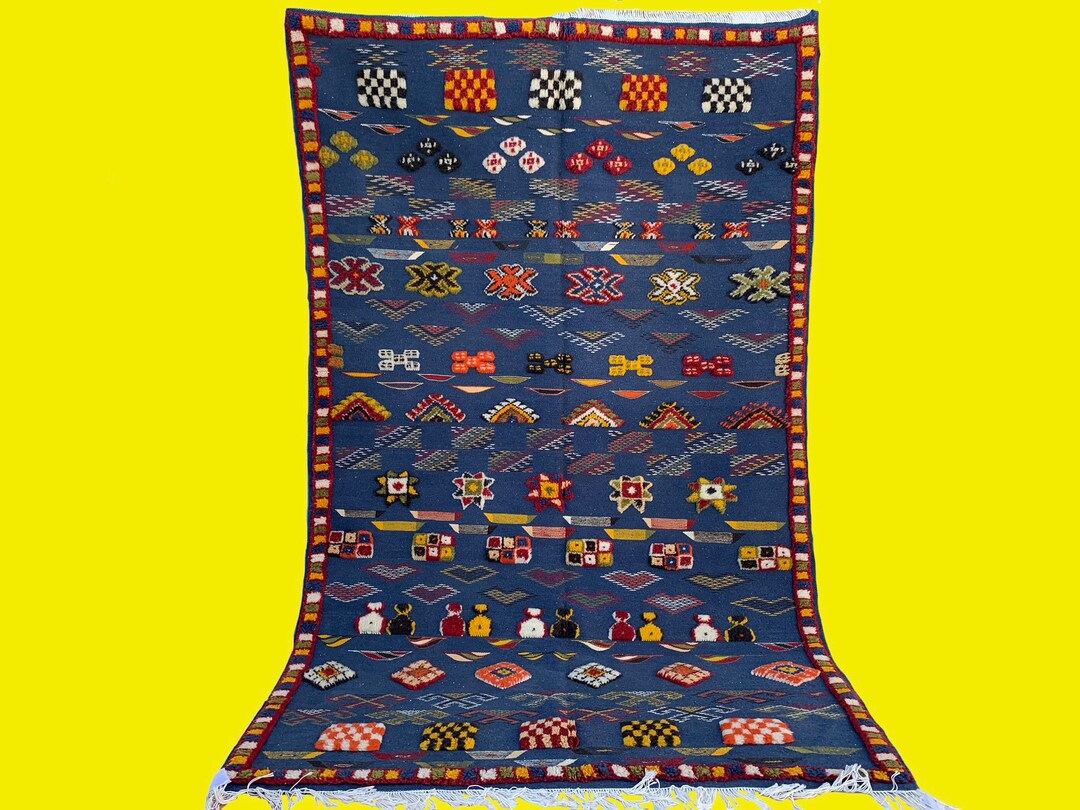 Moroccan Blue Glaoui Wool Rug - Etsy