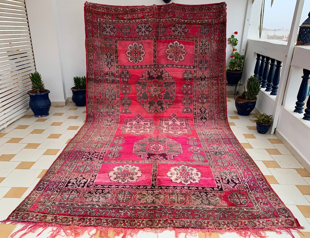 Boujaad Rug or Boujad Rug 7x13 , Pink Vintage Morocco Rug - Etsy