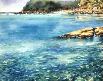 Watercolour Art Print Australian Art Australian Beach Wall Art Shelly ...
