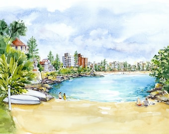 Watercolour Art Print Australian Art Australian Beach Wall Art Shelly ...