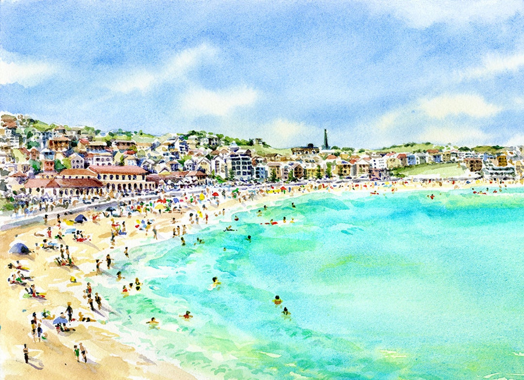 Bondi Beach Watercolour Painting Watercolor Art Bondi Sydney Australian ...