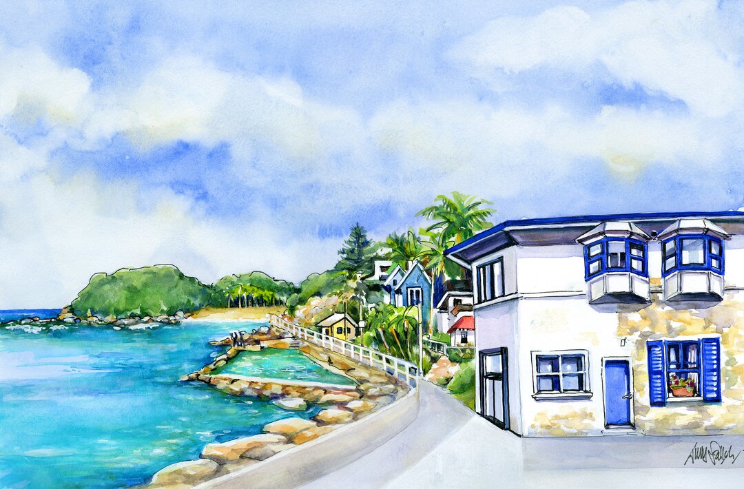 Watercolour Art Print Australian Art Australian Beach Wall Art Shelly ...